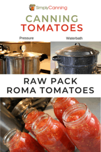 Canning Tomatoes: whole tomatoes with step by step instruction.