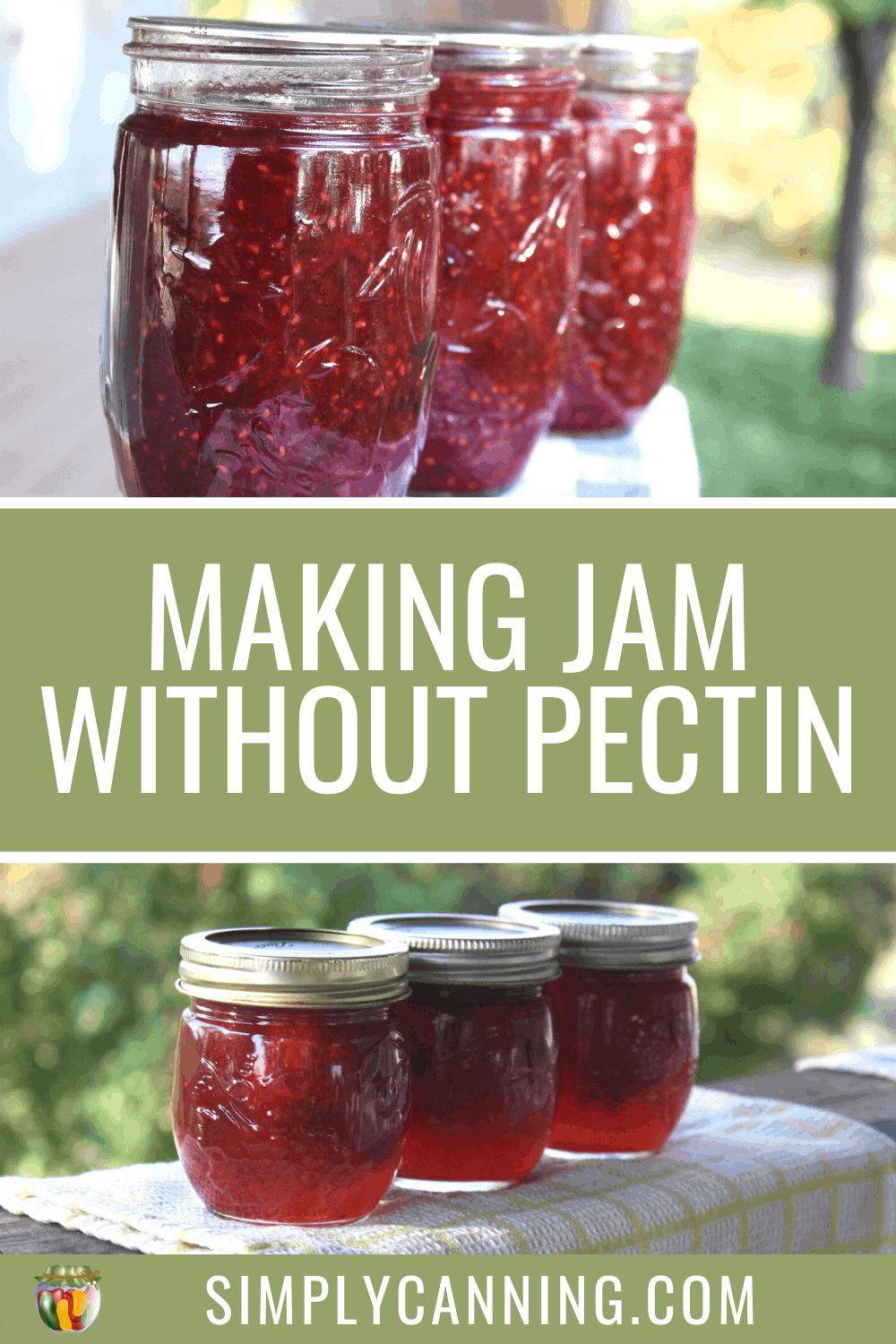 Making Jam without Pectin, Canning homemade no-pectin added jam.